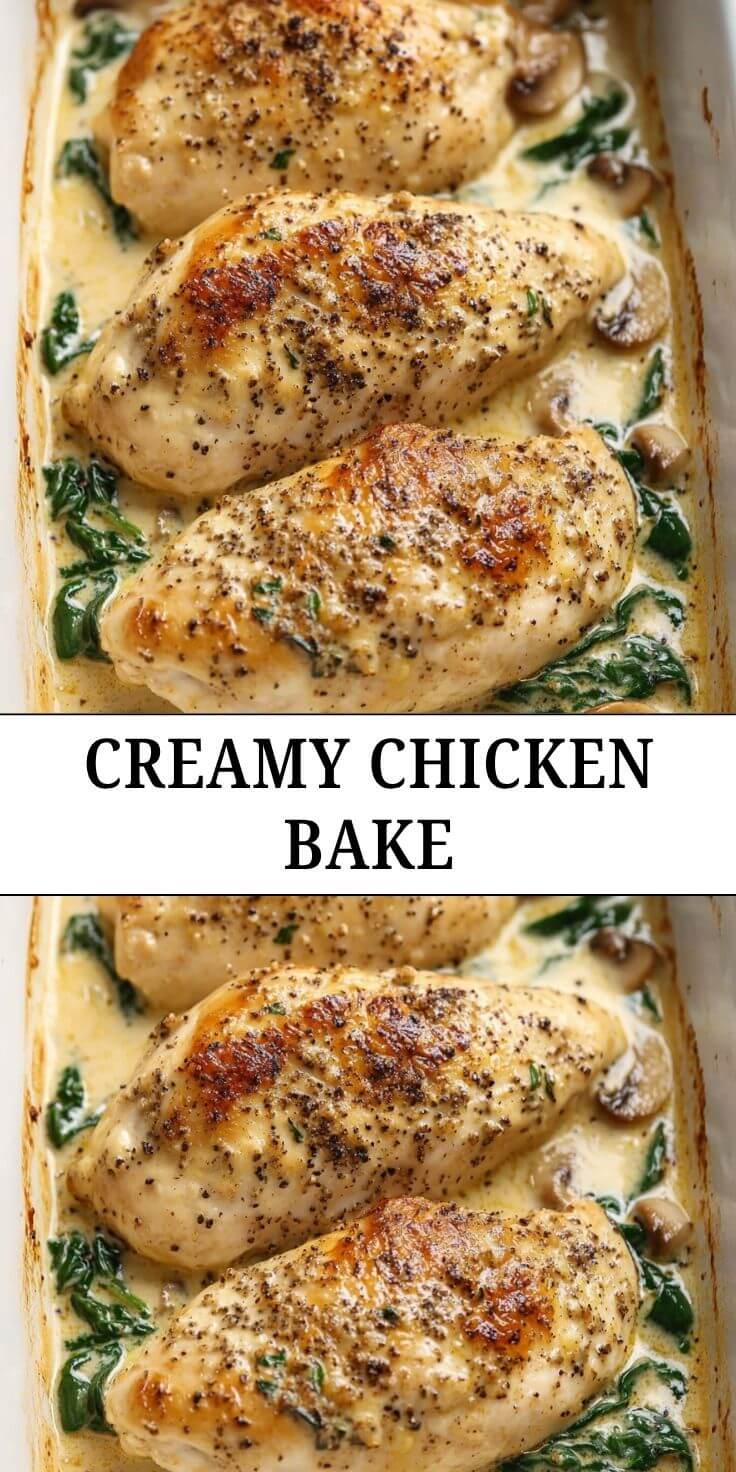 Creamy Chicken Bake Recipe - {100KRecipes}