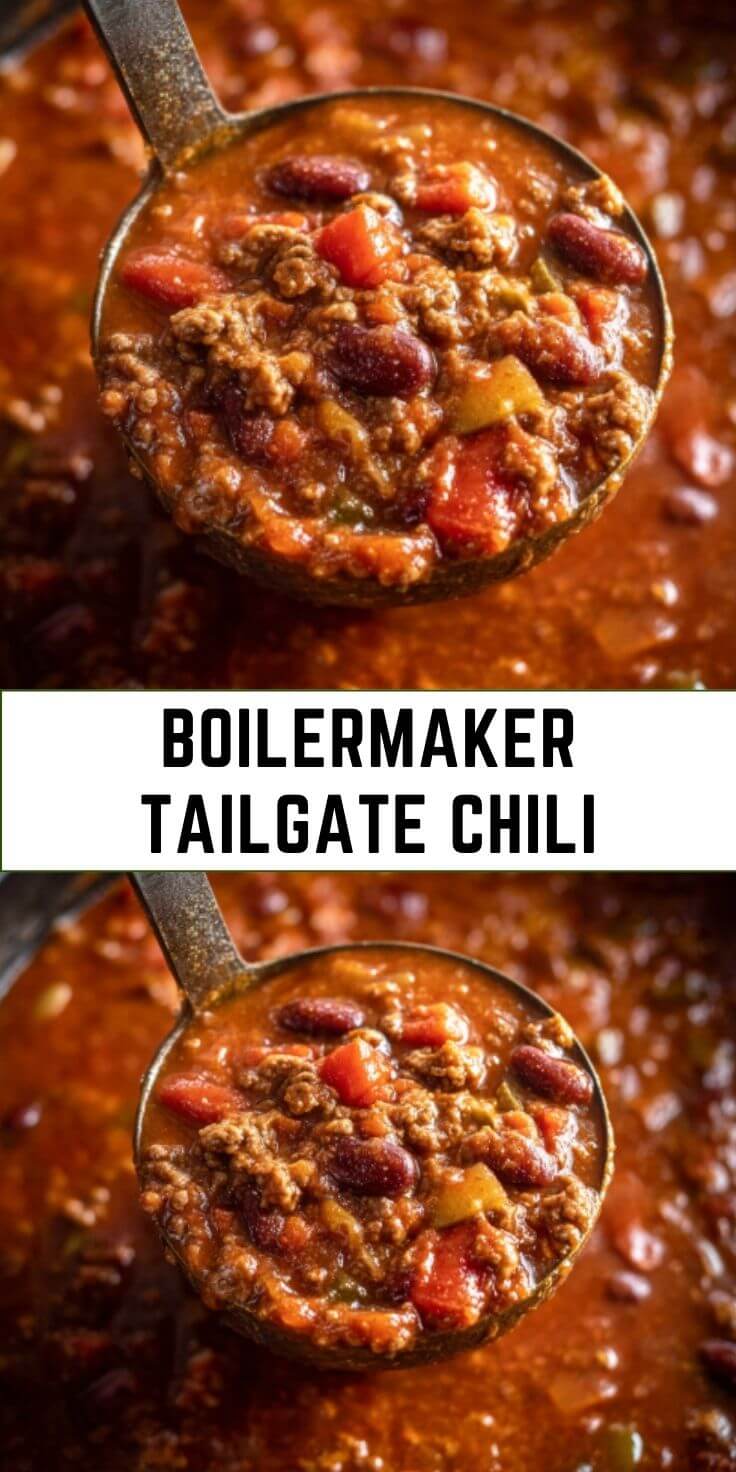 Boilermaker Tailgate Chili (beef & sausage & worcestershire sauce)
