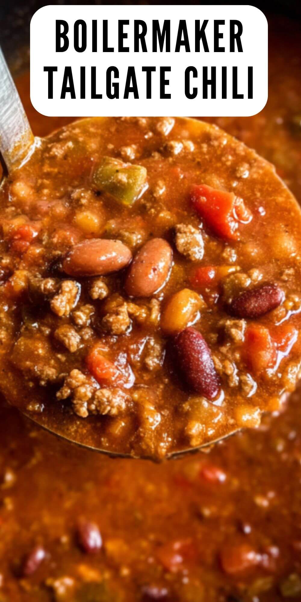 Boilermaker Tailgate Chili (beef & sausage & worcestershire sauce)